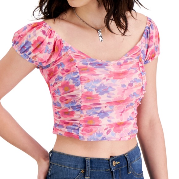 Almost Famous | Tops | Ruched Mesh Top By Almost Famous | Poshmark